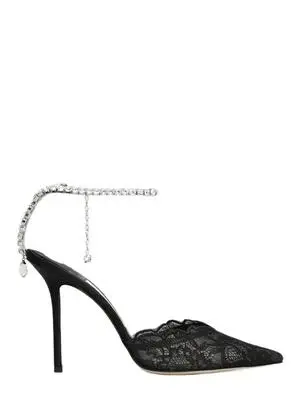 JIMMY CHOO Saeda Crystal-embellished Lace Pumps - Black