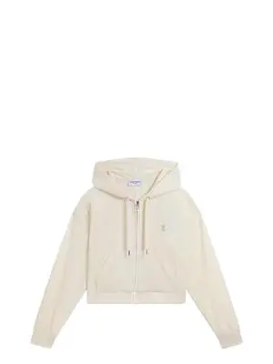 Juicy Couture Cropped Hoodie With Diamanté Monogram - Neutrals