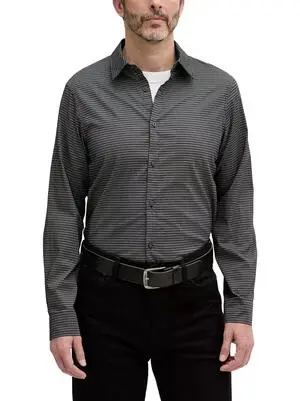 Armani Exchange Geometric-print Long-sleeve Shirt - Black