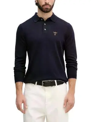 AERONAUTICA MILITARE Logo Embroidered Long-sleeve Sweater - Blue
