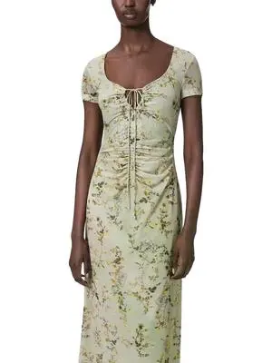 ALLSAINTS Gabby Floral-print Ruched Midi Dress - Green
