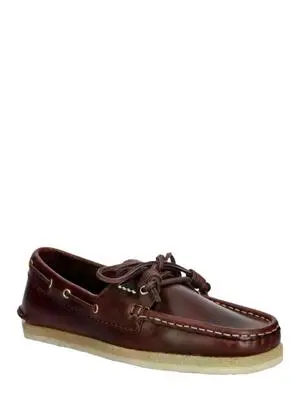 Clarks Burgundy Leather Lace-up Boat Shoes - Brown