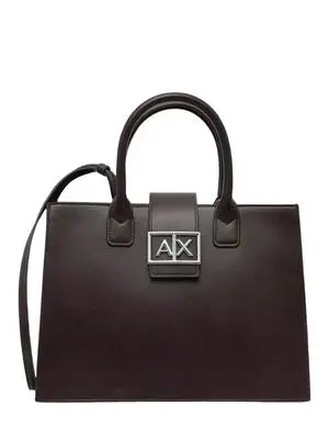 Armani Exchange Logo Plaque Shoulder Bag - Brown