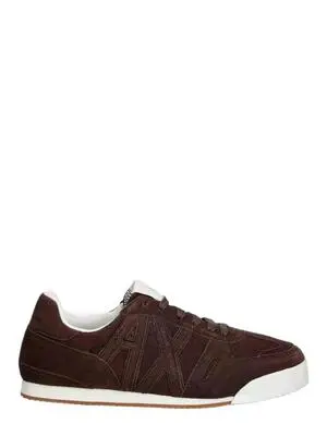 Armani Exchange Logo-appliqué Suede Sneakers - Brown