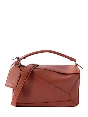 Loewe LOEWE Puzzle Featherlight Large Leather Messenger Bag Red