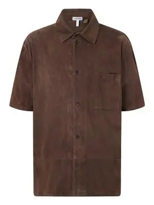 LOEWE + Paula's Ibiza Logo-Debossed Suede Shirt