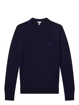 Loewe Embroidered Wool-blend Sweater - Blue