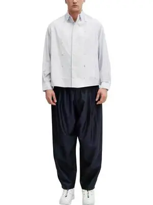 ADER ERROR Vertical-stripe Cut-out Shirt - Blue