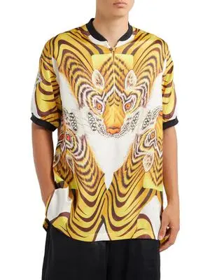 Y3 Tiger Graphic Satin Jersey Polo - Multicolour