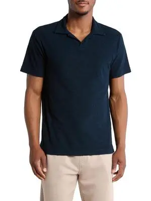 Reigning Champ Johnny Collar Cotton Terry Cloth Polo - Navy