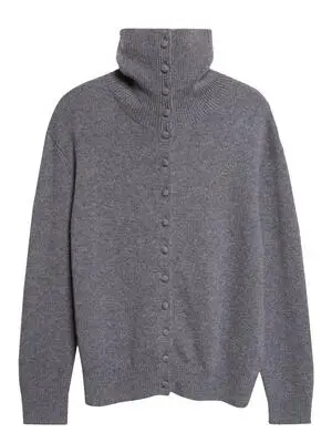 LISA YANG Denie Cashmere Turtleneck Cardigan - Graphite