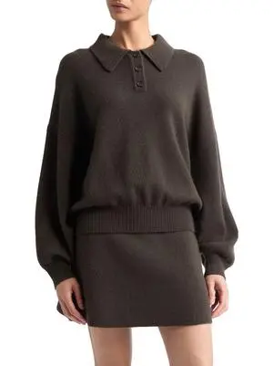 LISA YANG Lisa Yang Etta Cashmere Polo Sweater Dark Fern