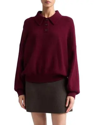 LISA YANG Lisa Yang Etta Cashmere Polo Sweater Deep Plum