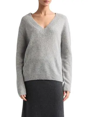 LISA YANG Leona V-neck Cashmere & Silk Sweater - Cloudy