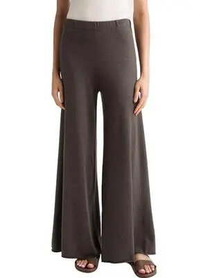 LISA YANG Ainsley Cotton & Cashmere Wide Leg Pants - Deep Walnut