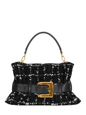 Balmain Medium Anthem Bag In Tweed - Black
