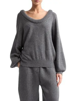 LISA YANG Doria Padded Scoop Neck Cashmere Sweater - Graphite