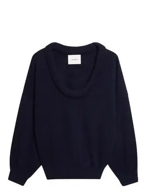 LISA YANG Lisa Yang Doria Padded Scoop Neck Cashmere Sweater Navy
