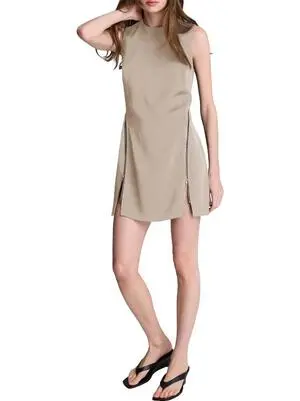 KENNETH COLE Zip Sheath Mini Dress - Burlap