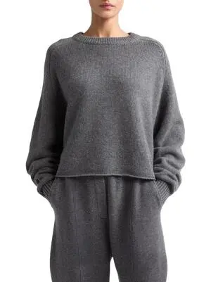 LISA YANG Lisa Yang Oversize Raglan Sleeve Cashmere Sweater Graphite