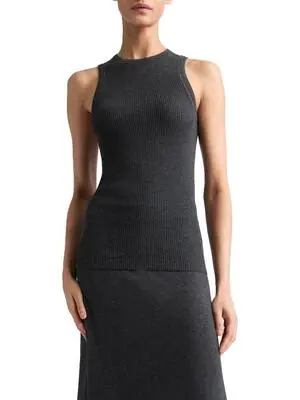 LISA YANG Amya Ribbed Cotton & Cashmere Sleeveless Sweater - Eclipse