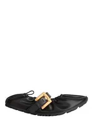 Balmain Anthem Smooth Leather Ballet Flats - Black