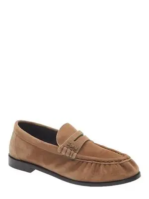 Saint Laurent Saint Laurent Suede Loafers With Cassandre Hardware Beige