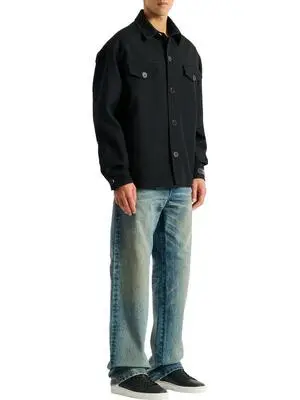 Balmain Wool Twill Overshirt - Black