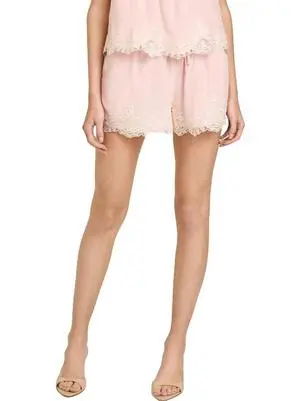 WAYF Wendy Lace Detail Satin Shorts - Blush
