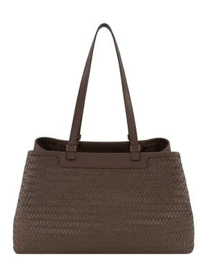 VINCE Vince Marin East/West Woven Leather Tote