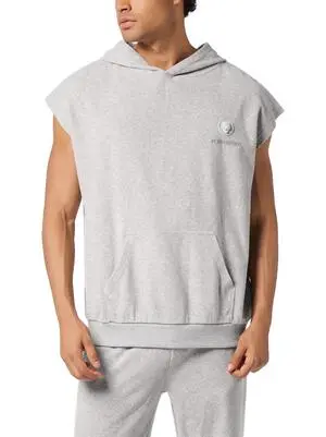 PLEIN SPORT Sponge Sleeveless Hooded Vest Lightgrey