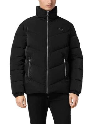 Philipp Plein Padded Zip-up Jacket With High Collar - Black