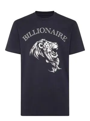 BILLIONAIRE Embroidered Round Neck T-shirt Lion - Darkblue