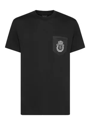 BILLIONAIRE T-shirt Round Neck Pocket Crest - Black