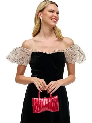 URBAN EXPRESSIONS Julie Evening Bag With Gold Hardware - Red