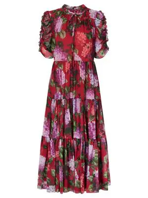 Carolina Herrera Floral-print Silk-chiffon Midi Dress - Red