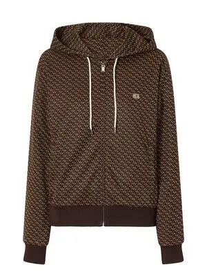 WALES BONNER Logo-embroidered Jacquard-knit Zip-up Hoodie - Brown