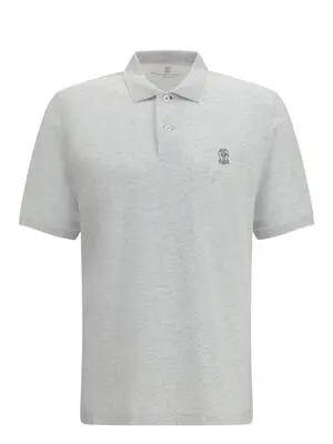 Brunello Cucinelli Polo In Cotton Jersey With Short Sleeves Grey