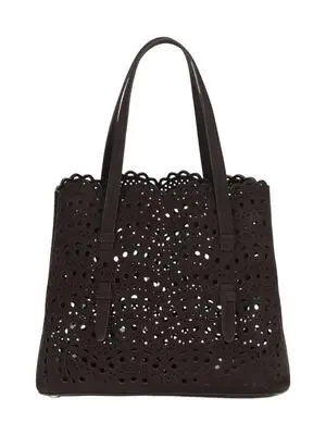 Alaïa Alaïa Mina Medium Handbag In Vienne Patterned Calfskin Nappa Leather Brown