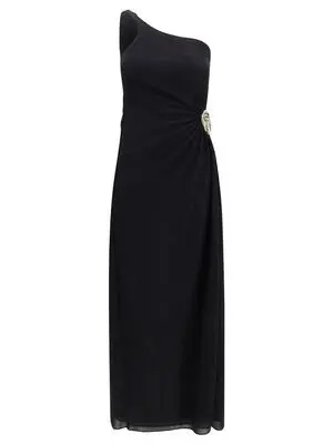 Oseree Lumière One-shoulder Dress With Spiral Detail - Black