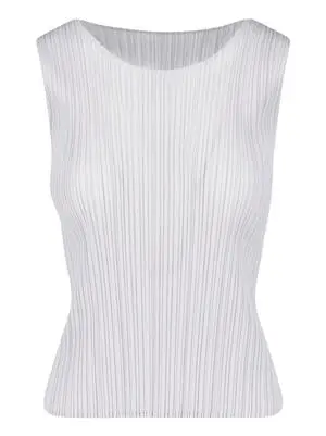 PLEATS PLEASE Sleeveless High Neck Top - Gray