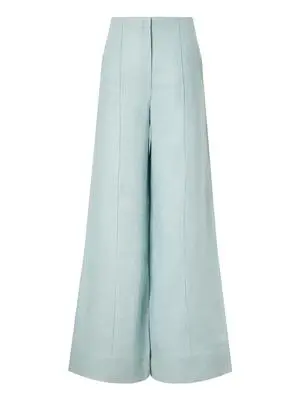 ANDRES OTALORA La Promesa Linen Wide-leg Pants - Blue