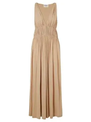 Tove Ouida Gathered Jersey Maxi Dress - Neutrals