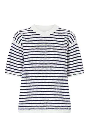BOTTEGA VENETA Bottega Veneta Striped Crocheted Cotton T-shirt