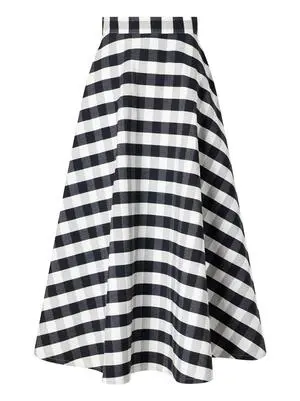 MARTA FERRI Vichy Cotton-blend Maxi Skirt - Black