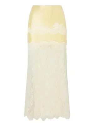 Rabanne Rabanne Satin-Jersey Lace-Trimmed Maxi Skirt Neutrals