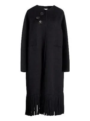 SHIRTAPORTER Wool And Polyester Single-breasted Coat With Fringe And Embellishments - Grey