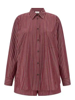 Andamane Georgiana Vertical Stripe Cotton Poplin Suit - Red