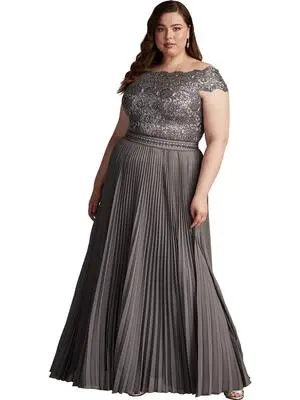 Tadashi Shoji Sequin Embroidered Lace And Tulle Gown - Mist