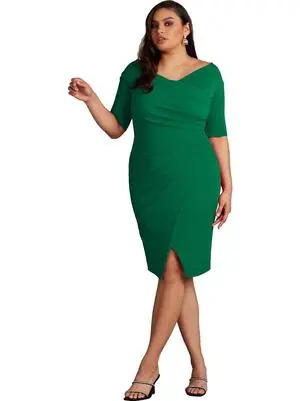 Tadashi Shoji Textured Crepe Dress - Bamboo
